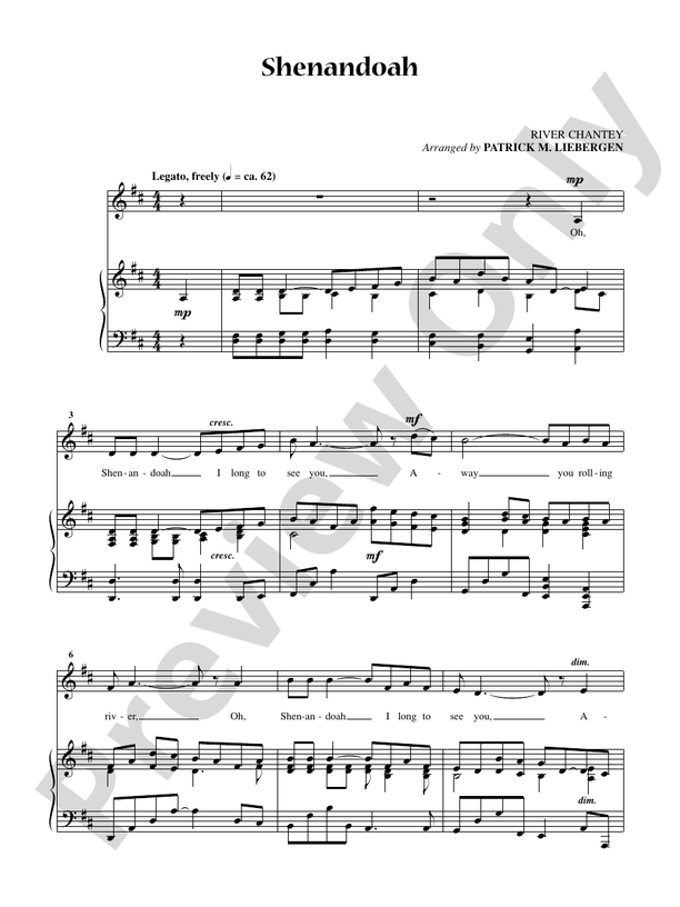 Shenandoah [Low Voice]: Voice - Digital Sheet Music Download