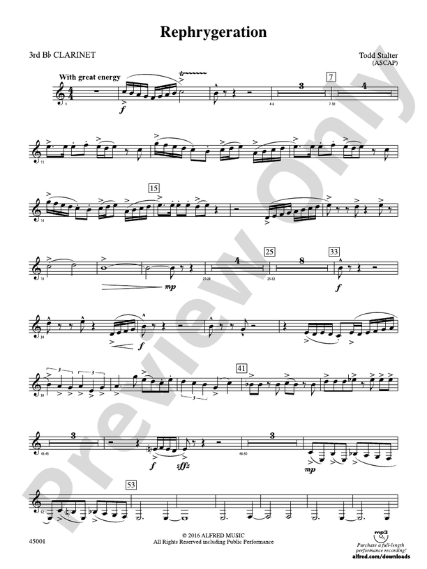 Rephrygeration: 3rd B-flat Clarinet: 3rd B-flat Clarinet Part - Digital ...
