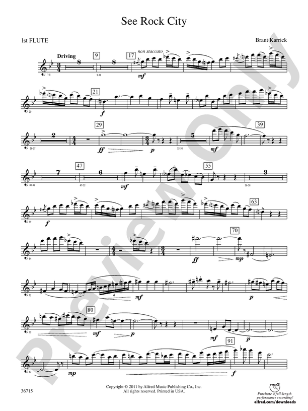 See Rock City: Flute: Flute Part - Digital Sheet Music Download