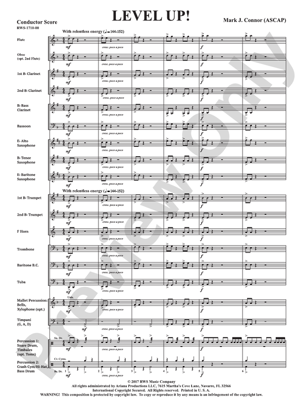 Level Up!: Concert Band Conductor Score & Parts: Mark J. Connor - Digital Sheet Music Download