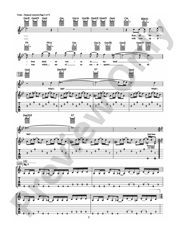Paranoid Android: Guitar TAB: Radiohead - Digital Sheet Music Download