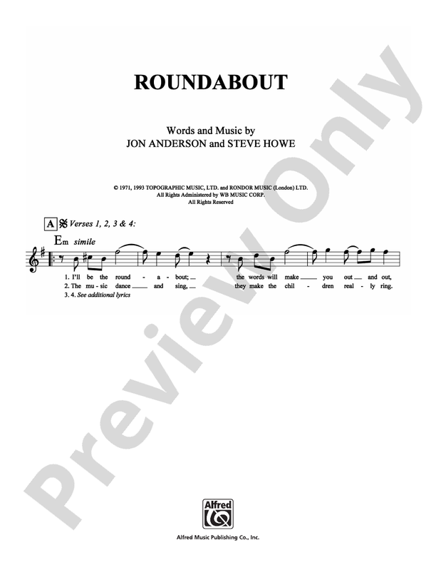 Roundabout: Lead Sheet: Steve Howe - Digital Sheet Music Download