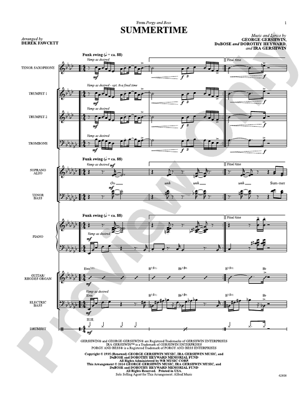 Summertime: Score: Choir Score - Digital Sheet Music Download