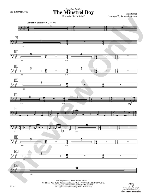 The Minstrel Boy (from the Irish Suite): 3rd Trombone: 3rd Trombone ...