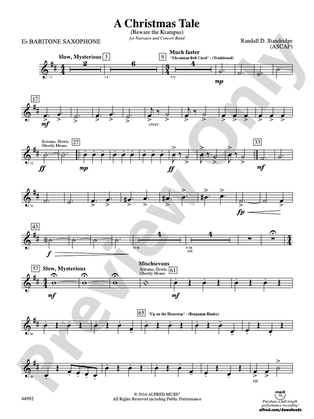 A Christmas Tale: E-flat Baritone Saxophone: E-flat Baritone Saxophone Part - Digital Sheet ...