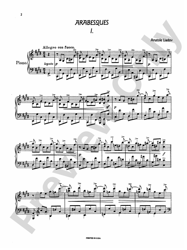 Liadov: Arabesques: : Anatol Liadov - Digital Sheet Music Download