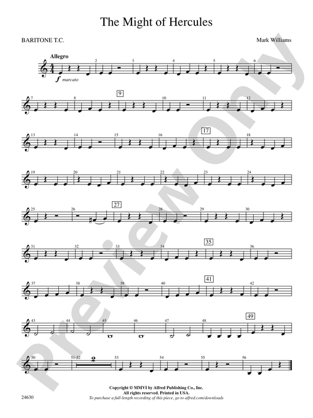 The Might of Hercules: Baritone T.C.: Baritone T.C. Part - Digital ...