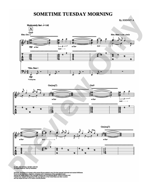 Sometime Tuesday Morning: Guitar TAB: Johnny A. - Digital Sheet Music ...