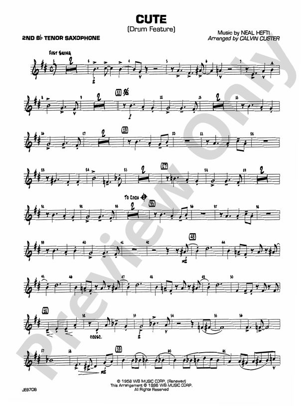 Cute: 2nd B-flat Tenor Saxophone: 2nd B-flat Tenor Saxophone Part ...