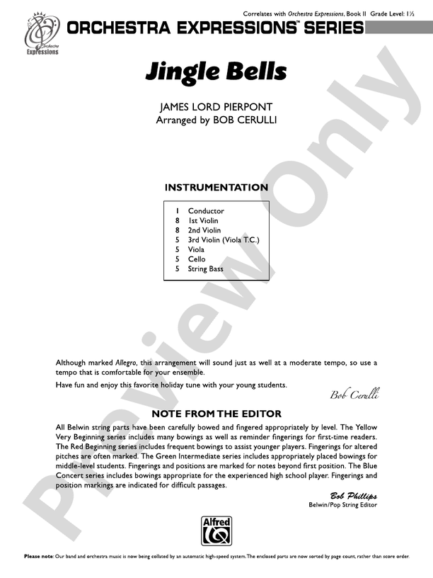Jingle Bells: Score: String Orchestra Score - Digital Sheet Music Download