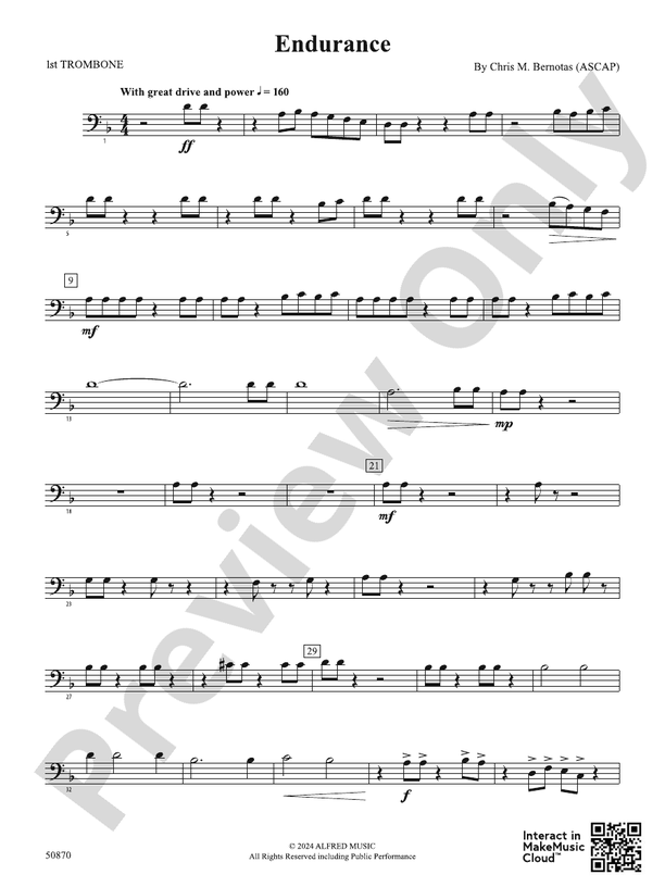 Endurance: 1st Trombone: 1st Trombone Part - Digital Sheet Music Download
