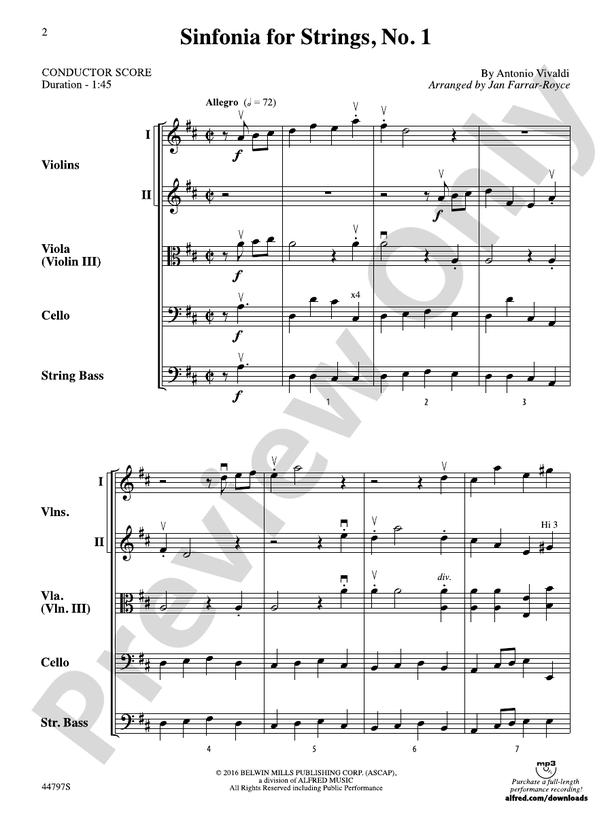 Sinfonia for Strings, No. 1: Score: String Orchestra Score - Digital ...