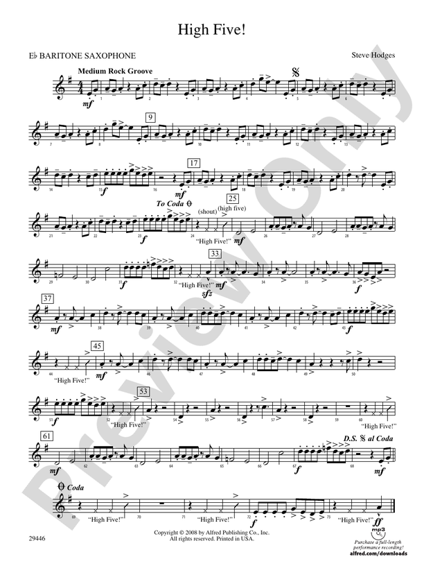 High Five!: E-flat Baritone Saxophone: E-flat Baritone Saxophone Part ...