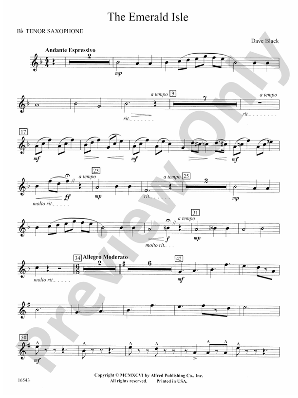 The Emerald Isle: B-flat Tenor Saxophone: B-flat Tenor Saxophone Part ...