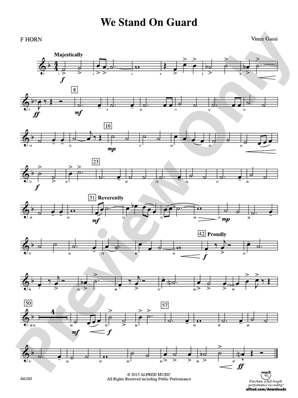 We Stand on Guard: 1st F Horn: 1st F Horn Part - Digital Sheet Music ...