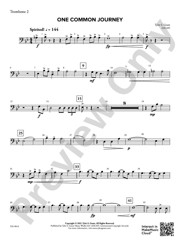 One Common Journey: 2nd Trombone: 2nd Trombone Part - Digital Sheet Music Download