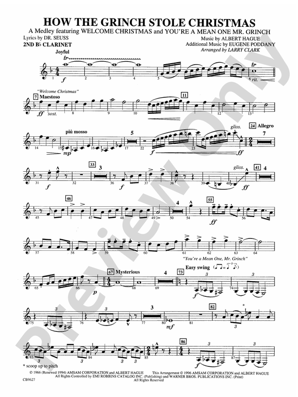 How the Grinch Stole Christmas: 2nd B-flat Clarinet: 2nd B-flat ...