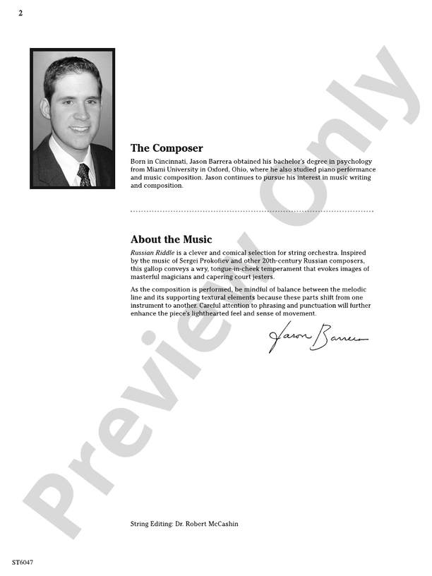 Russian Riddle: String Orchestra Conductor Score & Parts: Jason Barrera ...