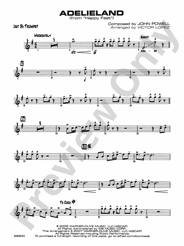 Adelieland (from Happy Feet): 1st B-flat Trumpet: 1st B-flat Trumpet ...