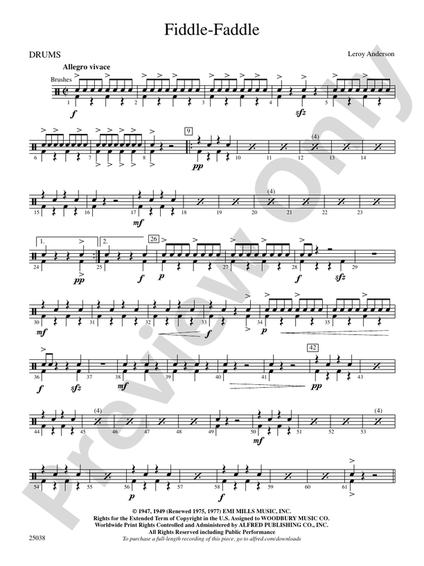 Fiddle-Faddle: Drums: Drums Part - Digital Sheet Music Download