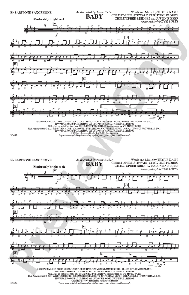 Baby: E-flat Baritone Saxophone: E-flat Baritone Saxophone Part - Digital Sheet Music Download