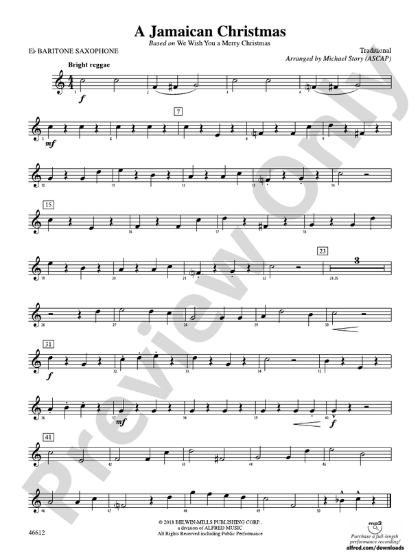 A Jamaican Christmas: E-flat Baritone Saxophone: E-flat Baritone Saxophone Part - Digital Sheet ...