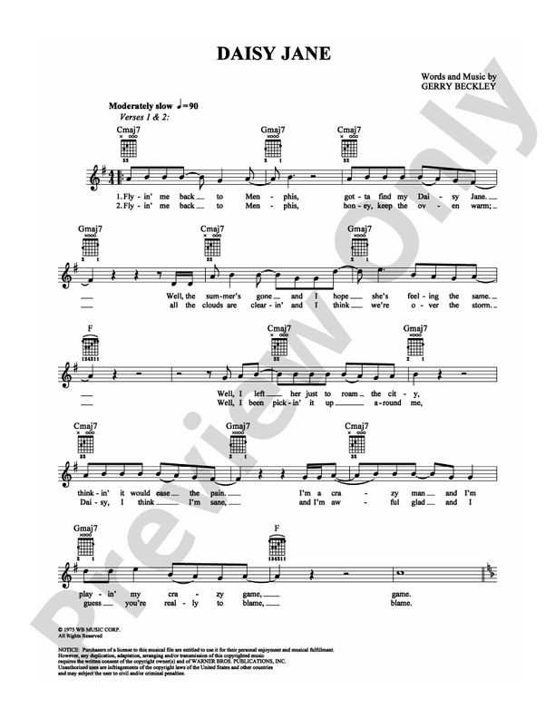 Daisy Jane: Easy Guitar: America - Digital Sheet Music Download