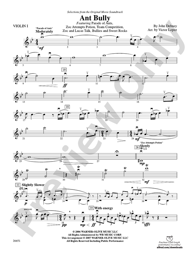 The Ant Bully: 1st Violin: 1st Violin Part - Digital Sheet Music Download