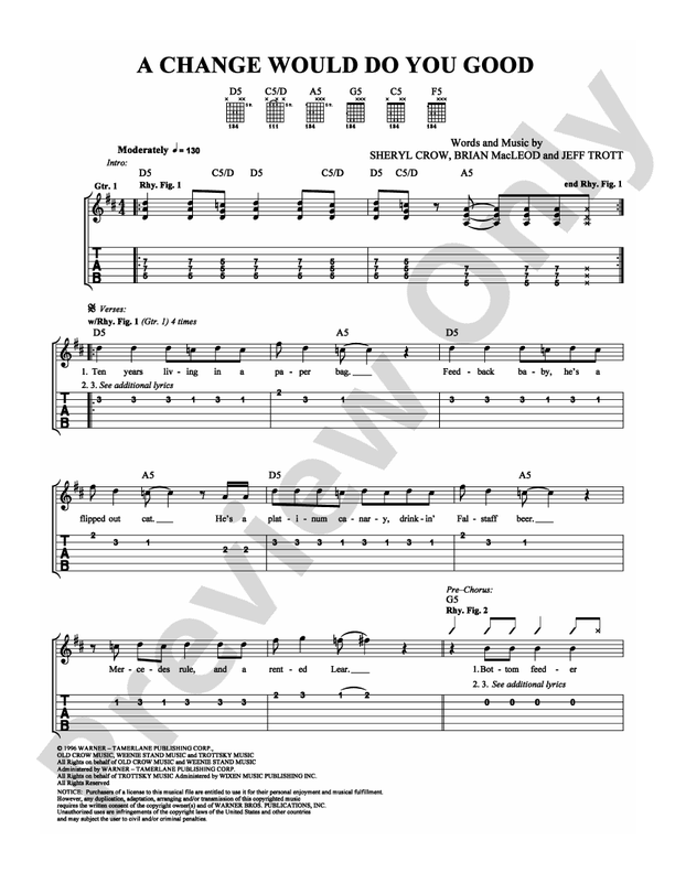 A Change Would Do You Good: Easy Guitar: Sheryl Crow - Digital Sheet ...