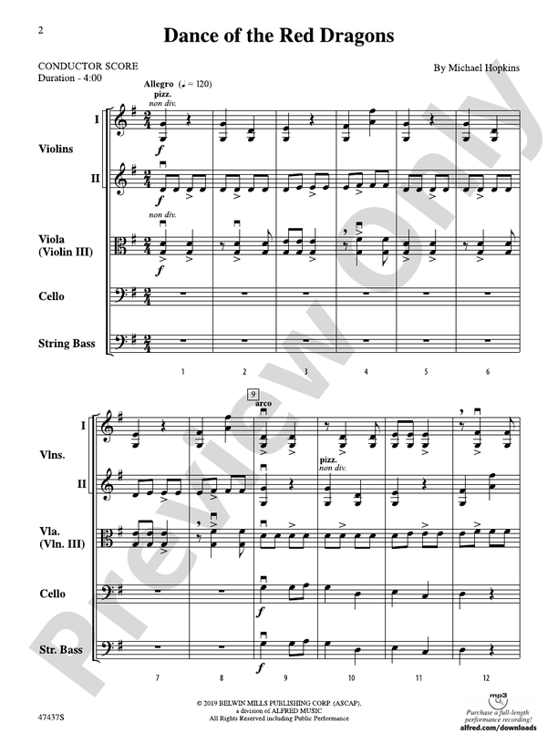 Dance of the Red Dragons: String Orchestra Conductor Score & Parts ...