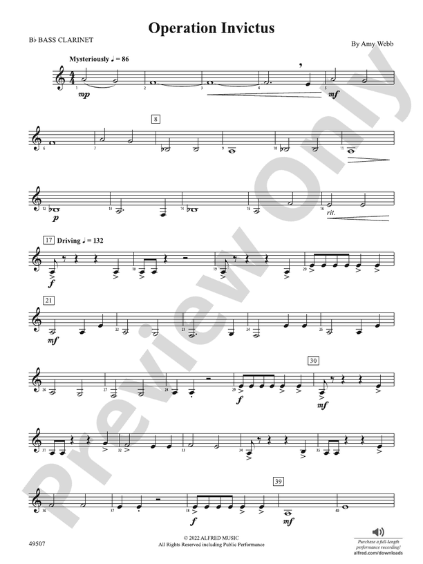 Operation Invictus: B-flat Bass Clarinet: B-flat Bass Clarinet Part ...