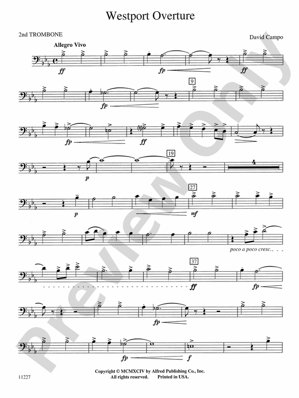 Westport Overture: 2nd Trombone: 2nd Trombone Part - Digital Sheet Music Download
