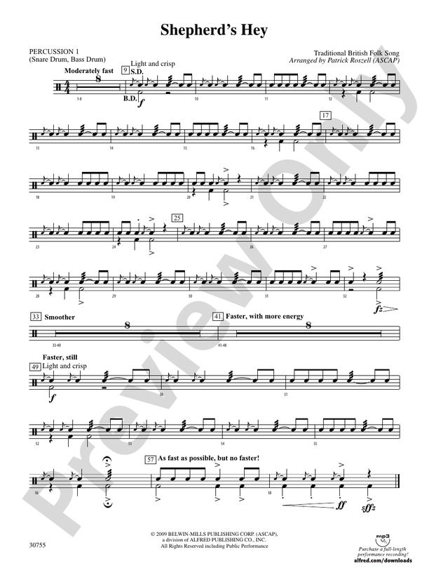 Shepherd's Hey: 1st Percussion: 1st Percussion Part - Digital Sheet ...