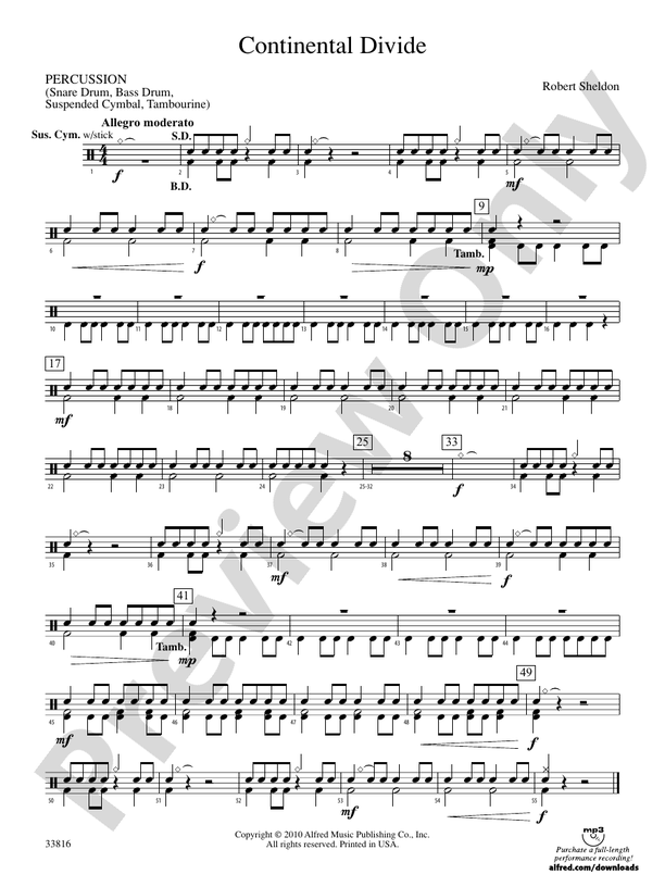 Continental Divide: 1st Percussion: 1st Percussion Part - Digital Sheet ...