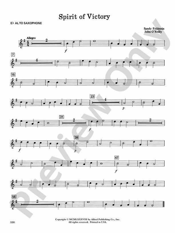 Spirit of Victory: E-flat Alto Saxophone: E-flat Alto Saxophone Part ...