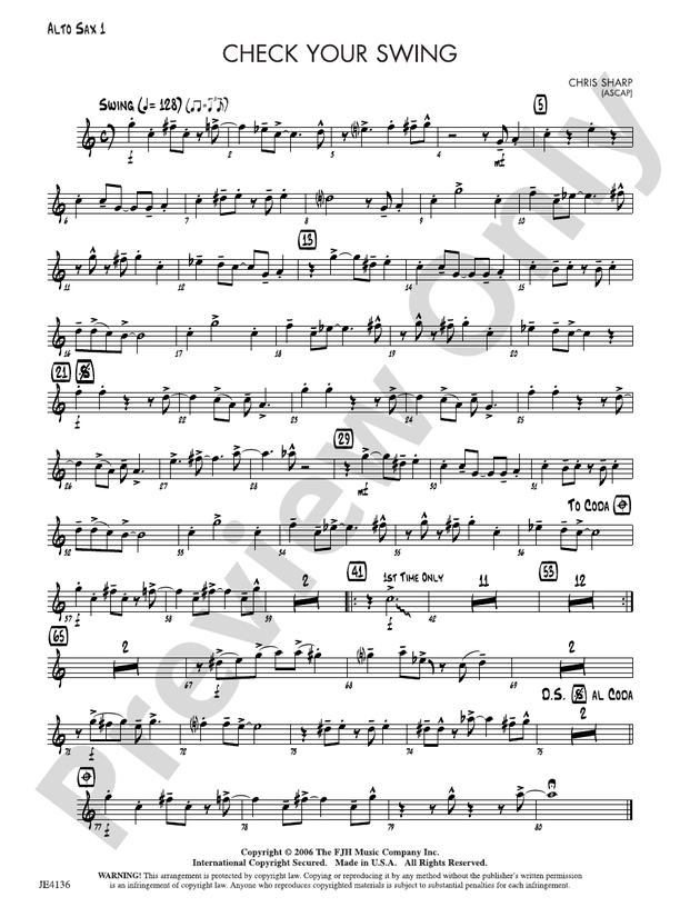 Check Your Swing: Alto Sax 1: Alto Sax 1 Part: Chris Sharp - Digital ...