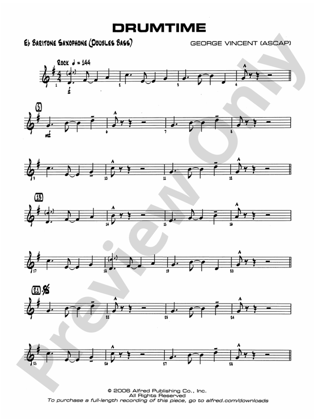 Drumtime: E-flat Baritone Saxophone: E-flat Baritone Saxophone Part - Digital Sheet Music Download