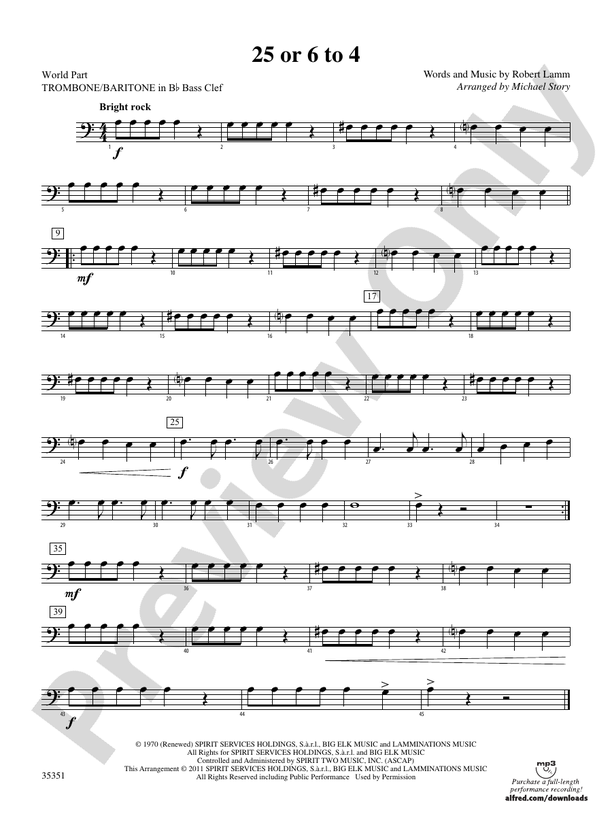 25 or 6 to 4: (wp) 1st B-flat Trombone B.C.: (wp) 1st B-flat Trombone B.C. World Part - Digital ...