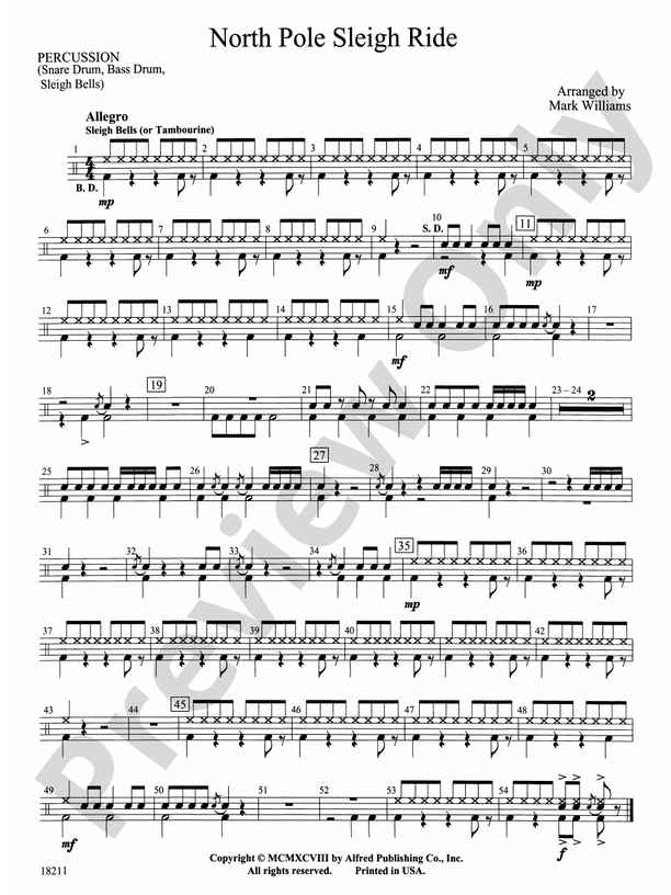 North Pole Sleigh Ride: 1st Percussion: 1st Percussion Part - Digital ...