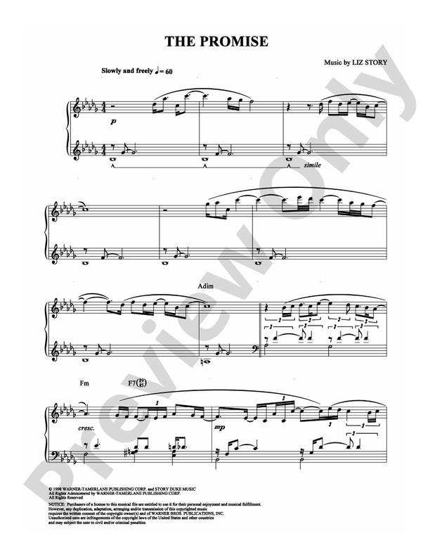 The Promise: Piano: Liz Story - Digital Sheet Music Download