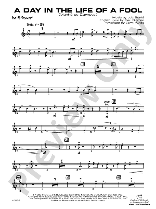 A Day in the Life of a Fool (Manha de Carnaval): 1st B-flat Trumpet ...