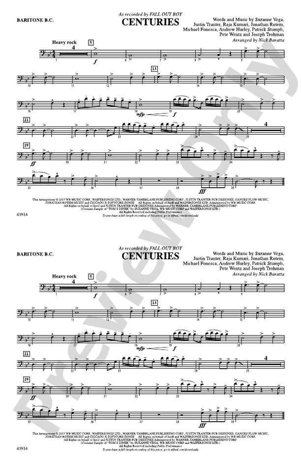 Centuries: Baritone B.C.: Baritone B.C. Part - Digital Sheet Music Download