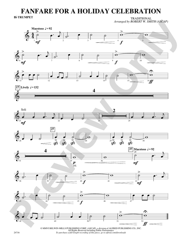 Fanfare for a Holiday Celebration: 1st B-flat Trumpet: 1st B-flat ...