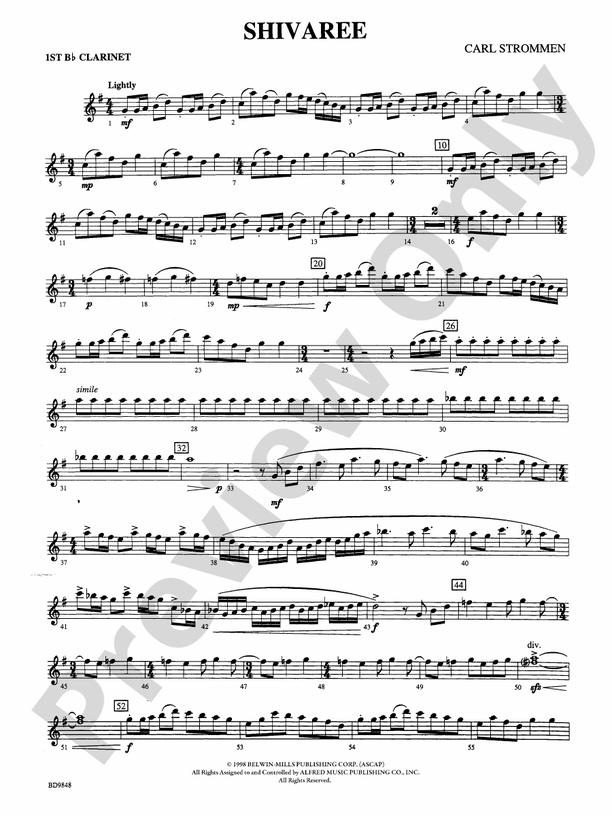 Shivaree: 1st B-flat Clarinet: 1st B-flat Clarinet Part - Digital Sheet ...