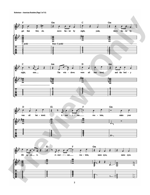 American Roulette: Guitar TAB: Robbie Robertson - Digital Sheet Music ...