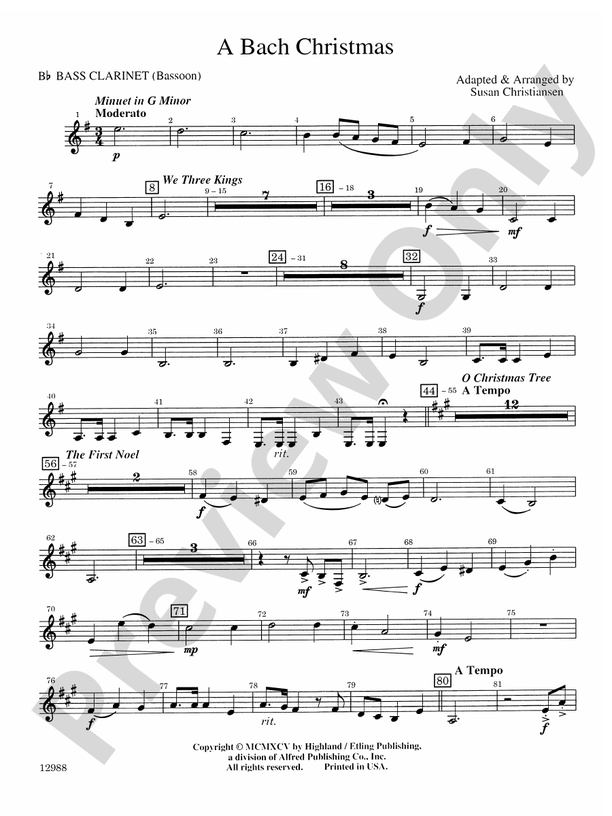 A Bach Christmas: B-flat Bass Clarinet: B-flat Bass Clarinet Part ...