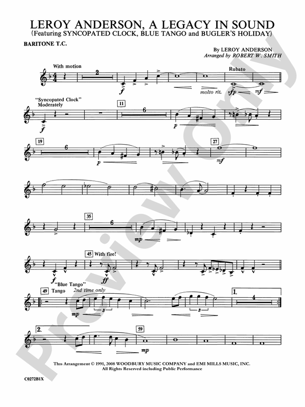 Leroy Anderson -- A Legacy in Sound: Baritone T.C.: Baritone T.C. Part ...