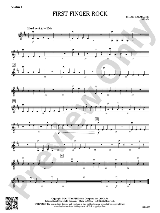 First Finger Rock: Violin 1: Violin 1 Part: Brian Balmages - Digital ...