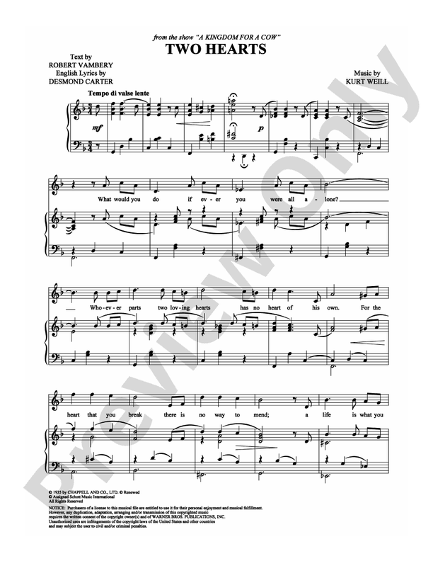 Two Hearts: Piano/Vocal/Chords: Kurt Weill - Digital Sheet Music Download