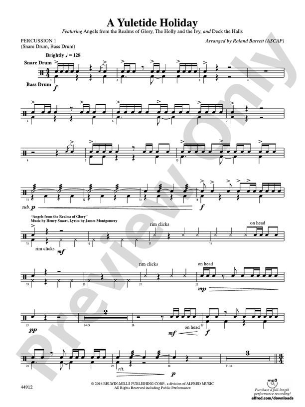 A Yuletide Holiday: 1st Percussion: 1st Percussion Part - Digital Sheet ...